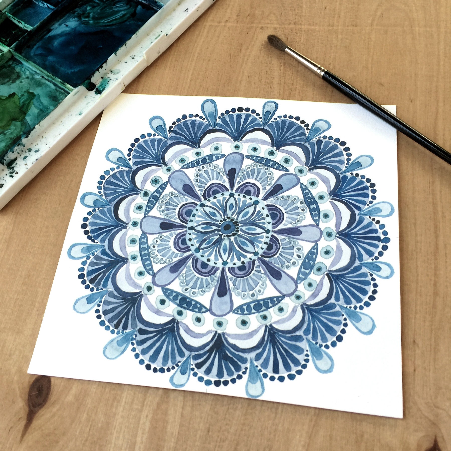 Watercolor Mandala Painting Mindfulness Gift Sacred Geometry | Etsy