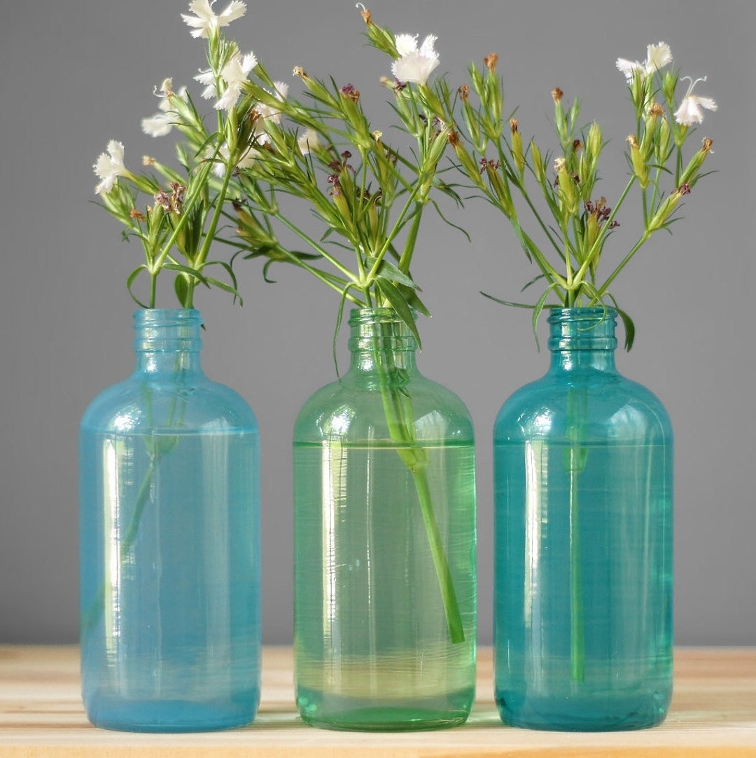 Hand Painted Color Glass Bottle Vase, Farmhouse Decor - Etsy
