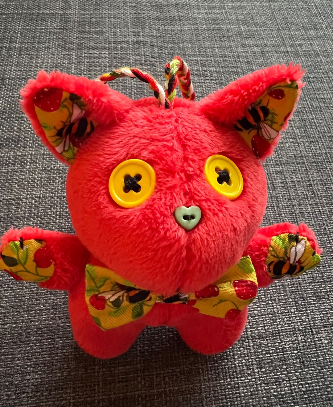 Mini Cat Plush - Strawberries & Bees - Etsy