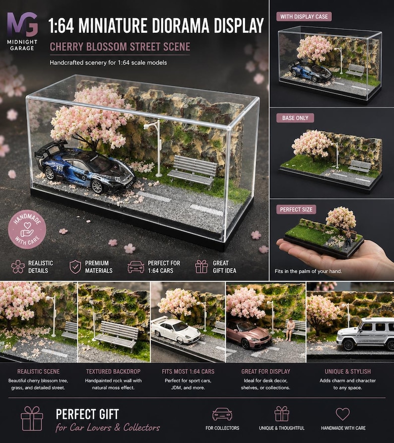 1:64 Cherry Blossom Diorama | Handmade Sakura Street Scene Model Car ...