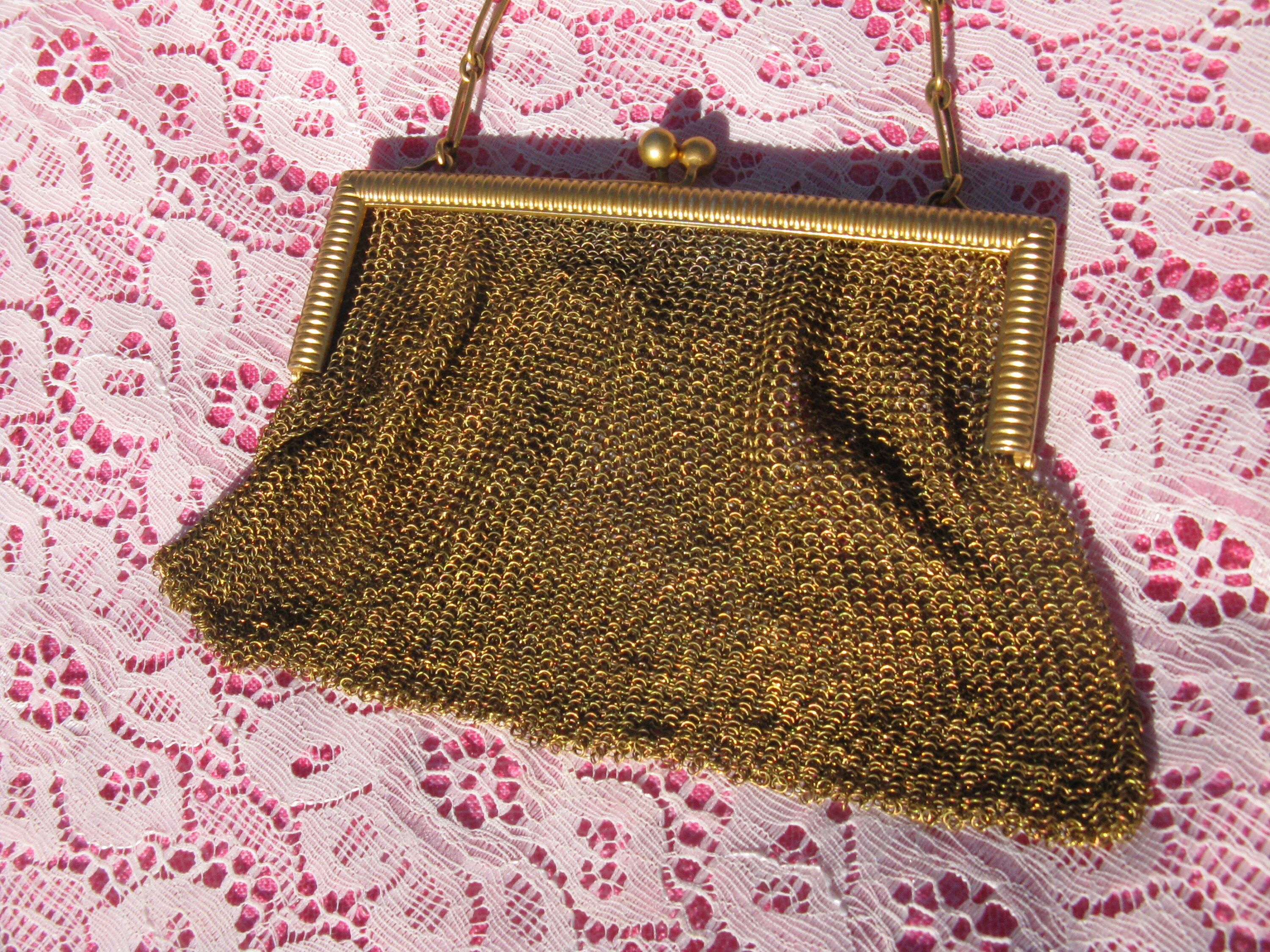 German Silver Gold Tone Metal Mesh Chain Purse German Metal - Etsy
