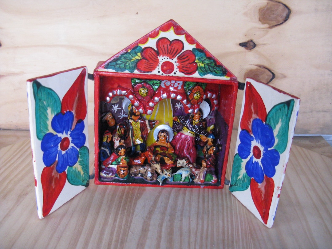 Peruvian Retablo Nativity Box Altarpiece Handmade and Hand Painted Baby ...