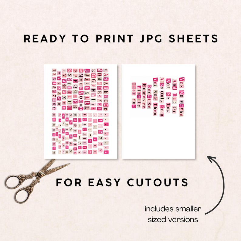 Pink Ransom Note Letters, Printable Magazine Cutout Alphabet for Junk ...
