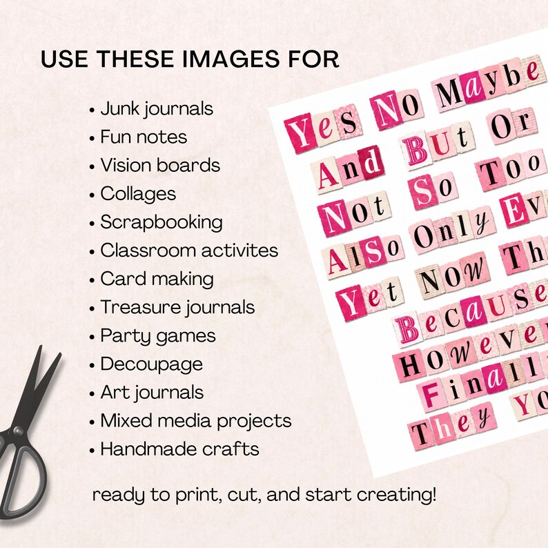 Pink Ransom Note Letters, Printable Magazine Cutout Alphabet for Junk ...