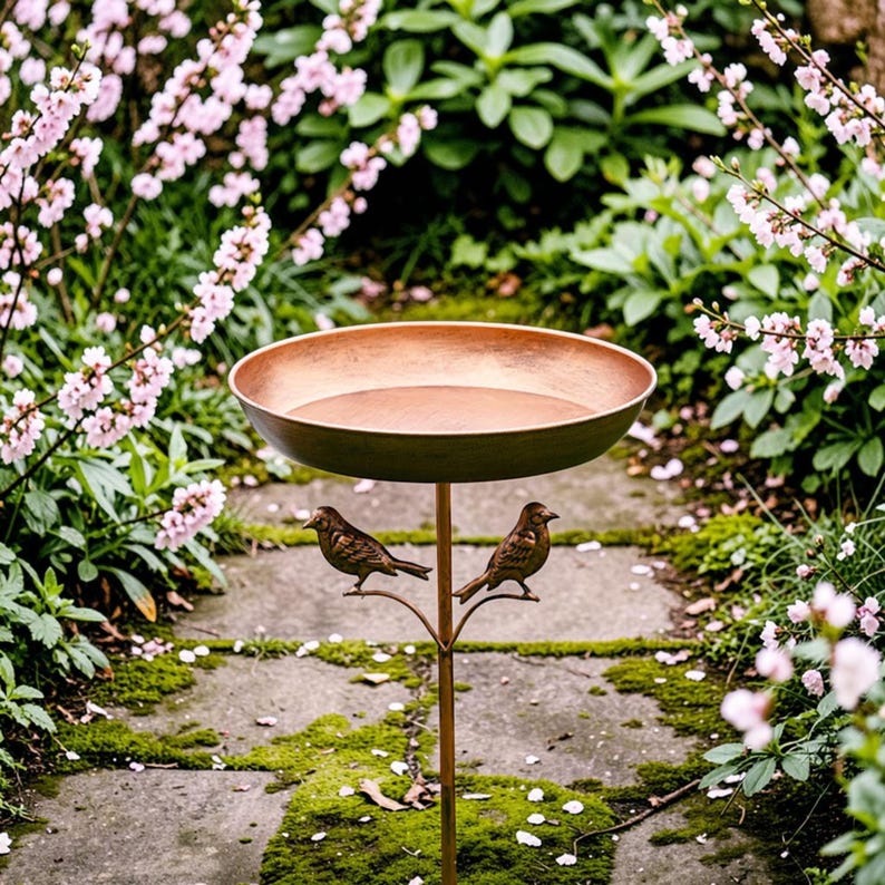 Decorative Iron Bird Bath With Sculpted Bird Accents – Freestanding ...