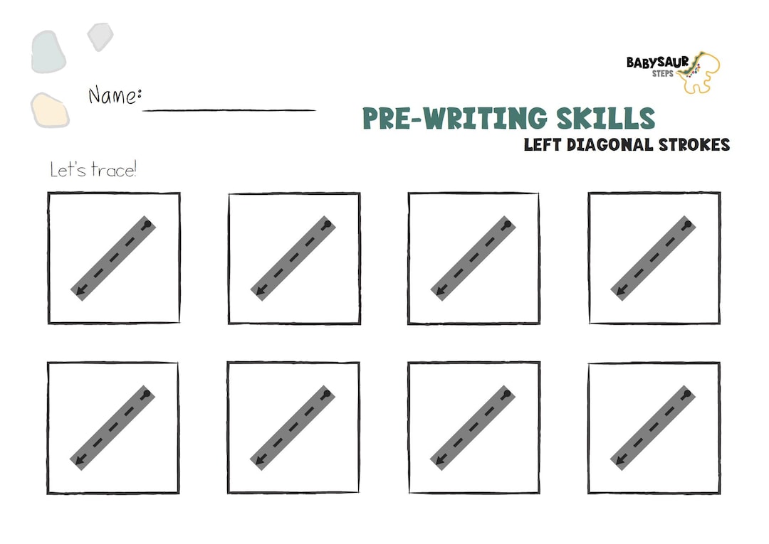 Pre-writing Worksheets - Left Diagonal Strokes - Etsy