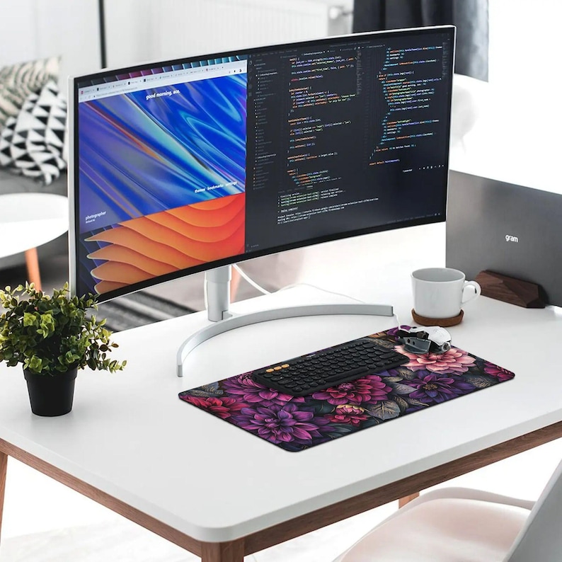 Dark Purple Dahlia Gaming Mouse Pad Large Floral Desk Mat - Etsy