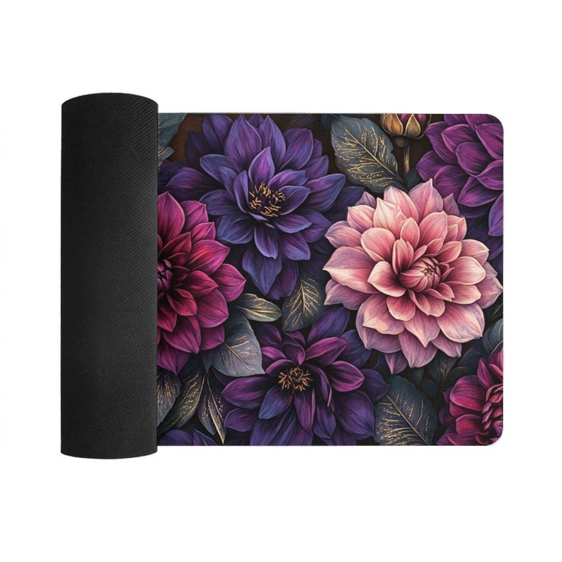 Dark Purple Dahlia Gaming Mouse Pad Large Floral Desk Mat - Etsy