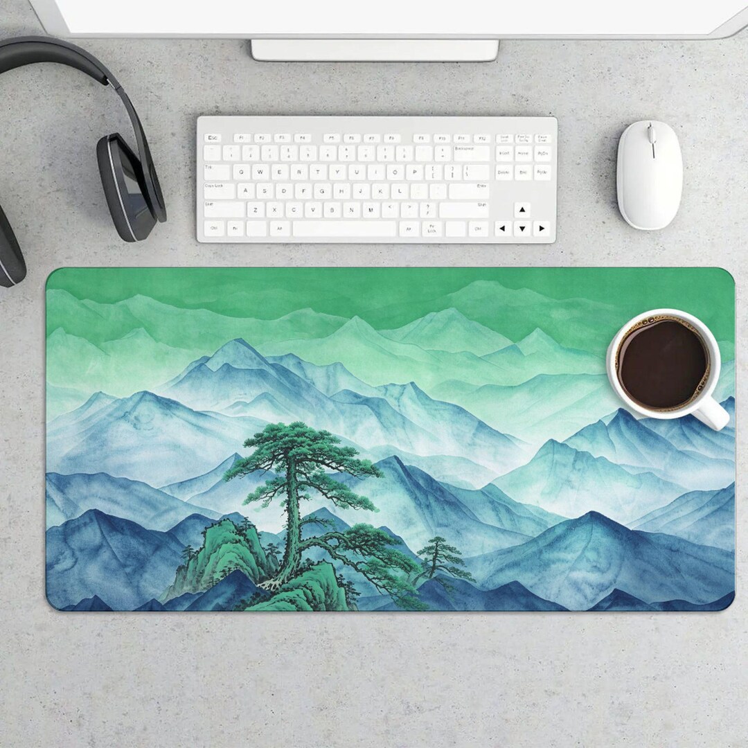 Chinese Mountain Landscape Mouse Pad - Misty Gaming Desk Mat - Etsy