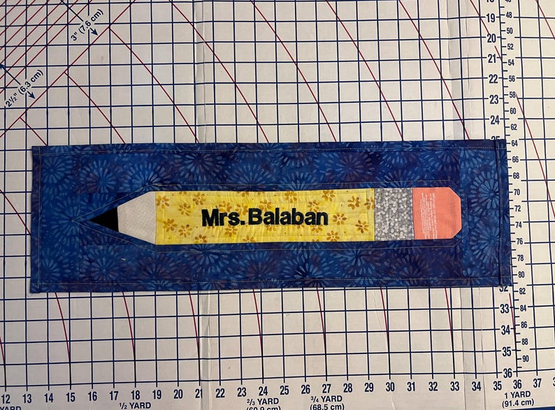 Pencil Placard, Quilted Wall Hanging, Teacher Appreciation Gift, Sewing ...