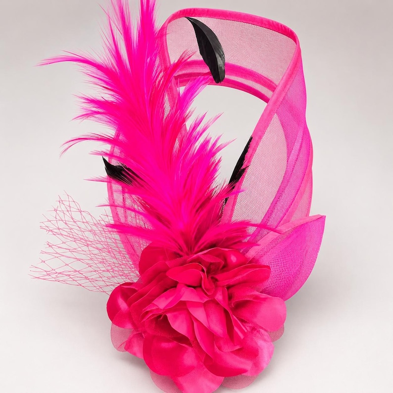 Feather Fascinator Hat, Flower Mesh Wedding Headpiece, Derby Tea Party ...