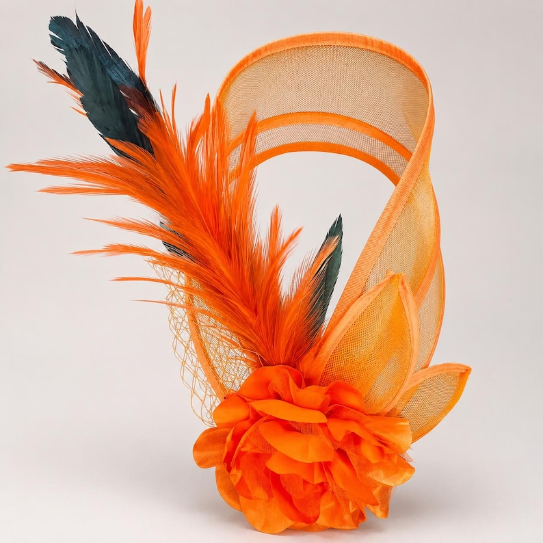 Feather Fascinator Hat, Flower Mesh Wedding Headpiece, Derby Tea Party ...