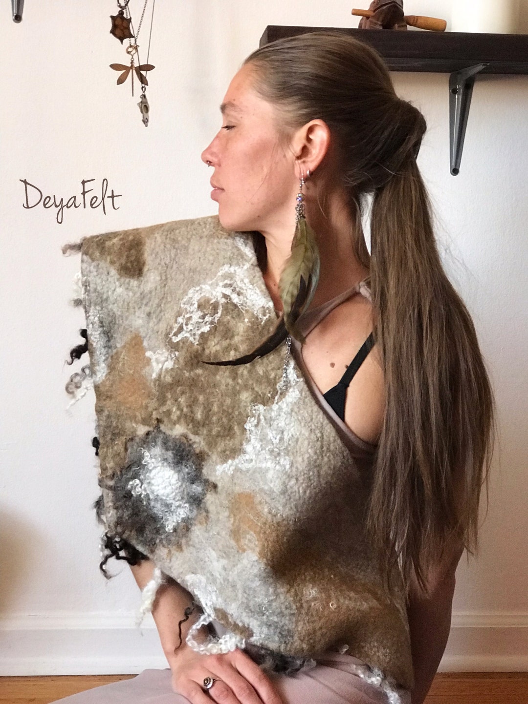 The White Sun - Raw Wool Felted Triangular Scarf Belt - Etsy