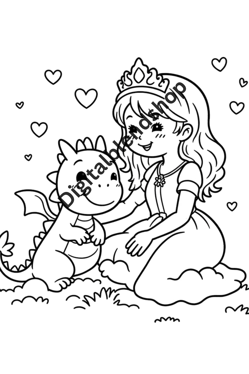 Princess Coloring Kids Printable PDF Ages 3-8 Instant Download - Etsy