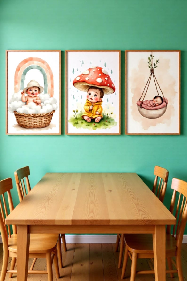 Baby Nursery Wall Art | pastel Watercolor Prints | digital Download Set ...