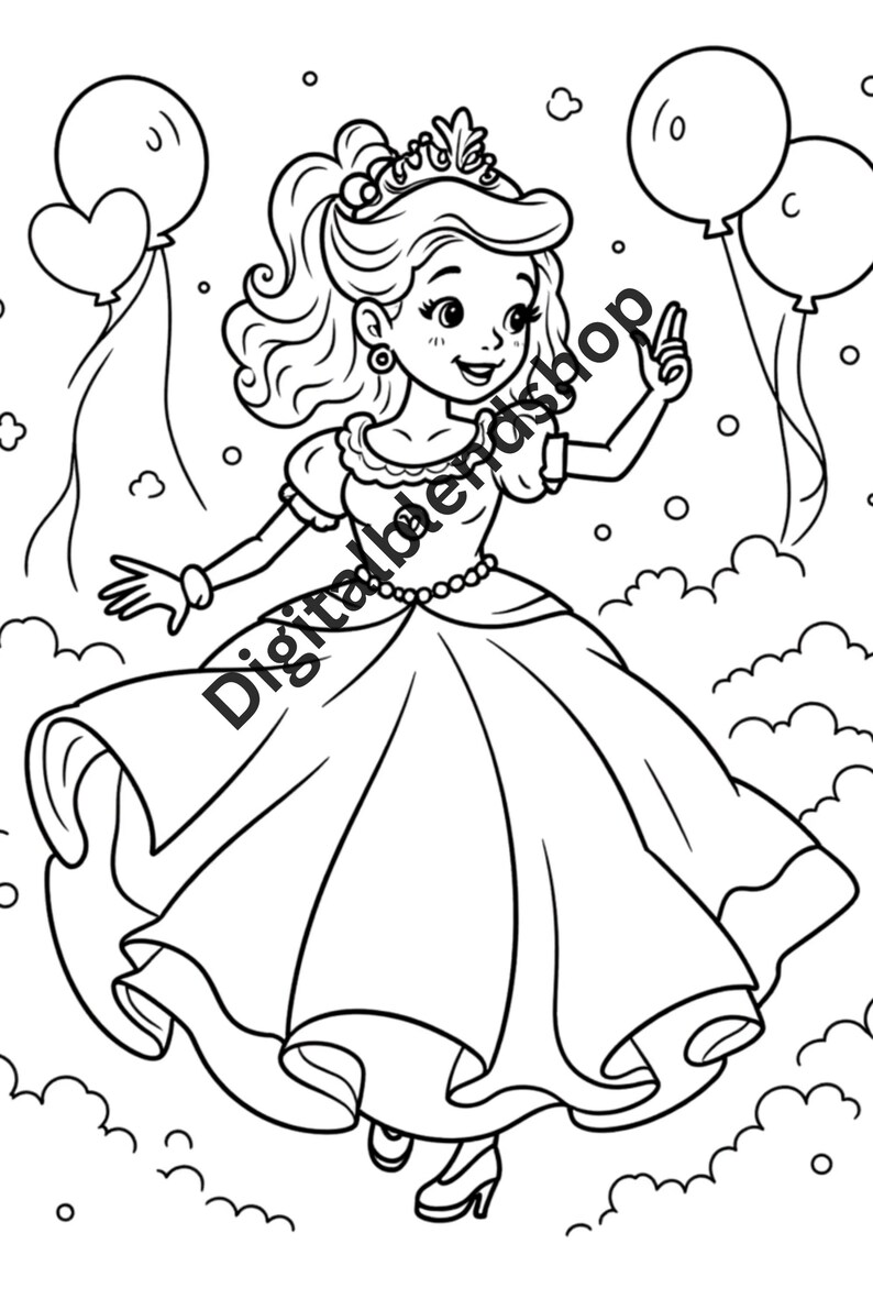 Princess Coloring Kids Printable PDF Ages 3-8 Instant Download - Etsy