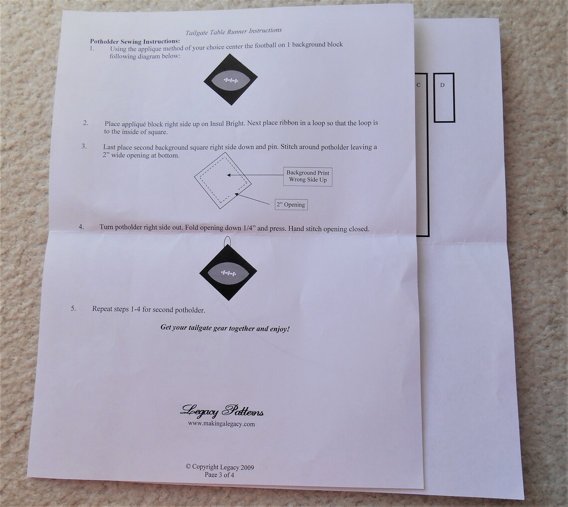 Football Table Runner Patternfootball Potholder - Etsy