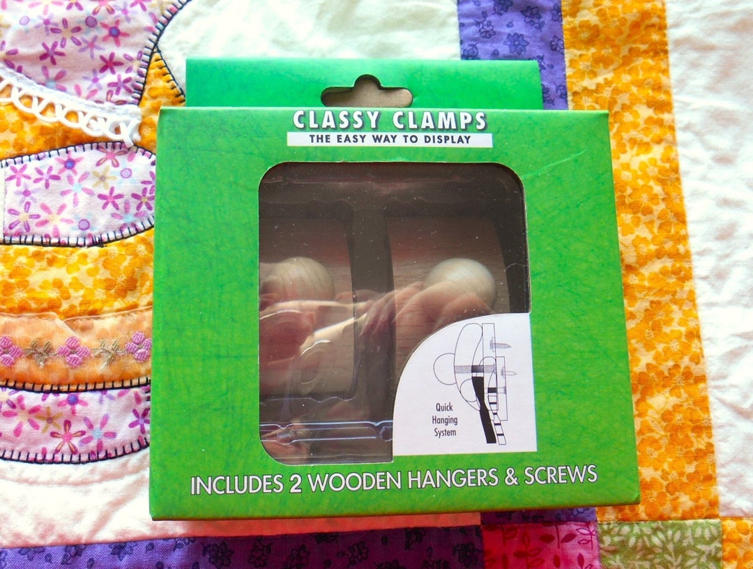 Classy Clamps, Easy to Display, Includes 2 Wooden Quilt Hangers and ...