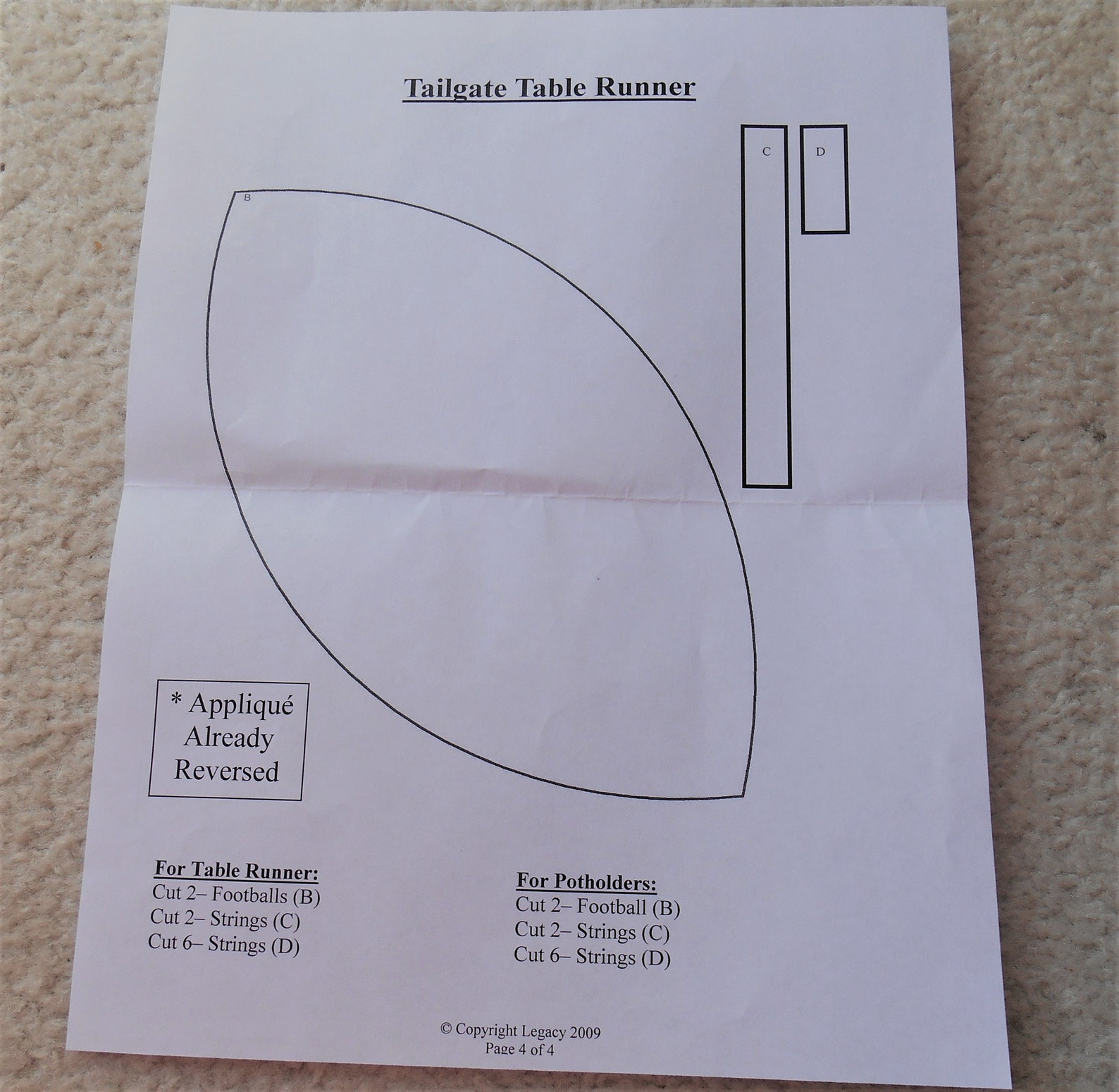 Football Table Runner Patternfootball Potholder - Etsy