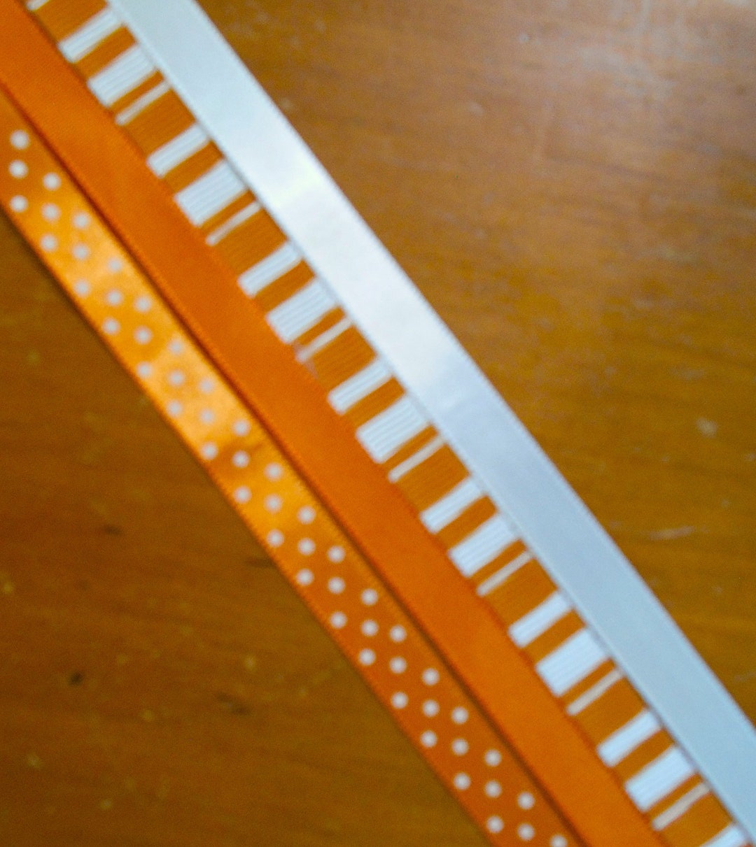 Singer Ribbon, Orange White Stripes Polka Dots Solids, 4 Different ...