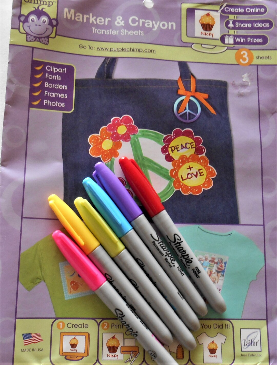 Iron on Transfer Paper, Marker & Crayon Transfer Sheets, Purple Chimp ...
