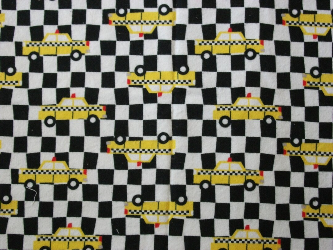 Flannel-fabric-taxi Cabs on Black and White Checkered Background ...
