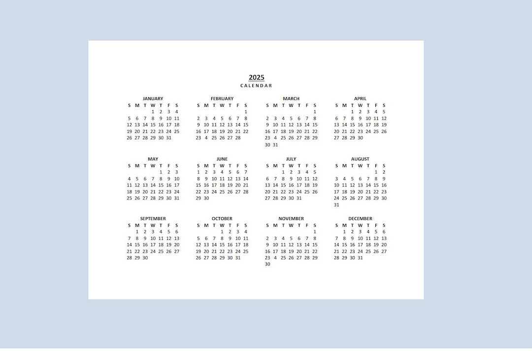 2025 Sunday Calendar