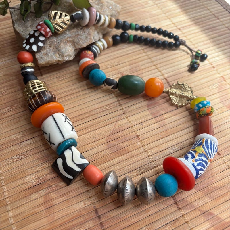 Krobo Bead Necklace - Etsy