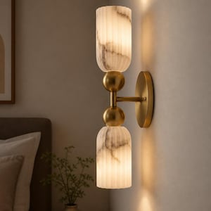 Marble Shade Light, Brass Light Fixture, Mid Century Wall Lighting - Etsy