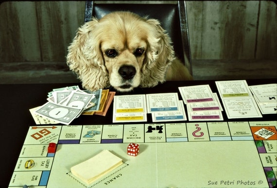 Cocker Spaniel Playing Monopoly Dog Playing Monopoly | Etsy