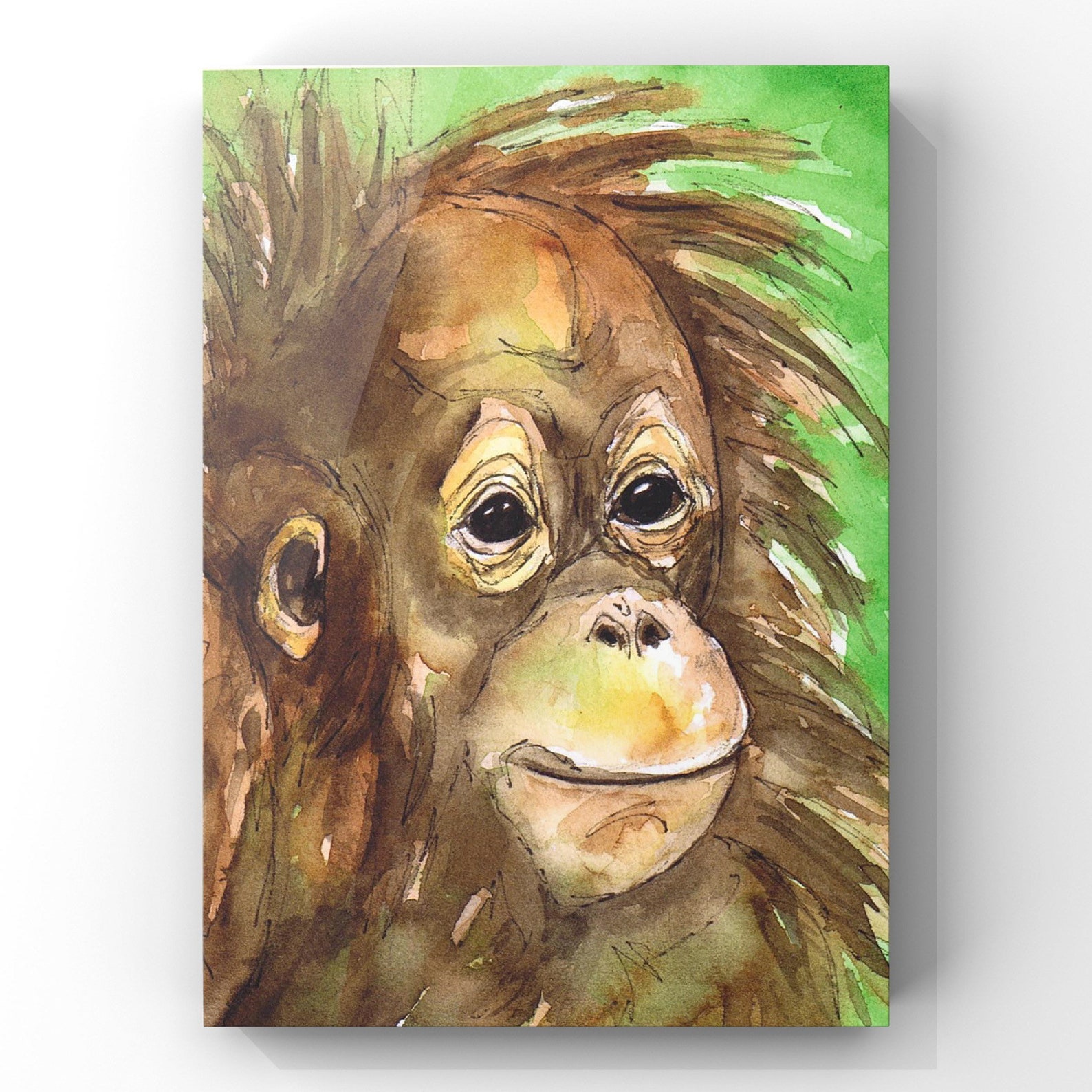 Baby Orangutan Print From a Watercolor Painting 8x10 - Etsy
