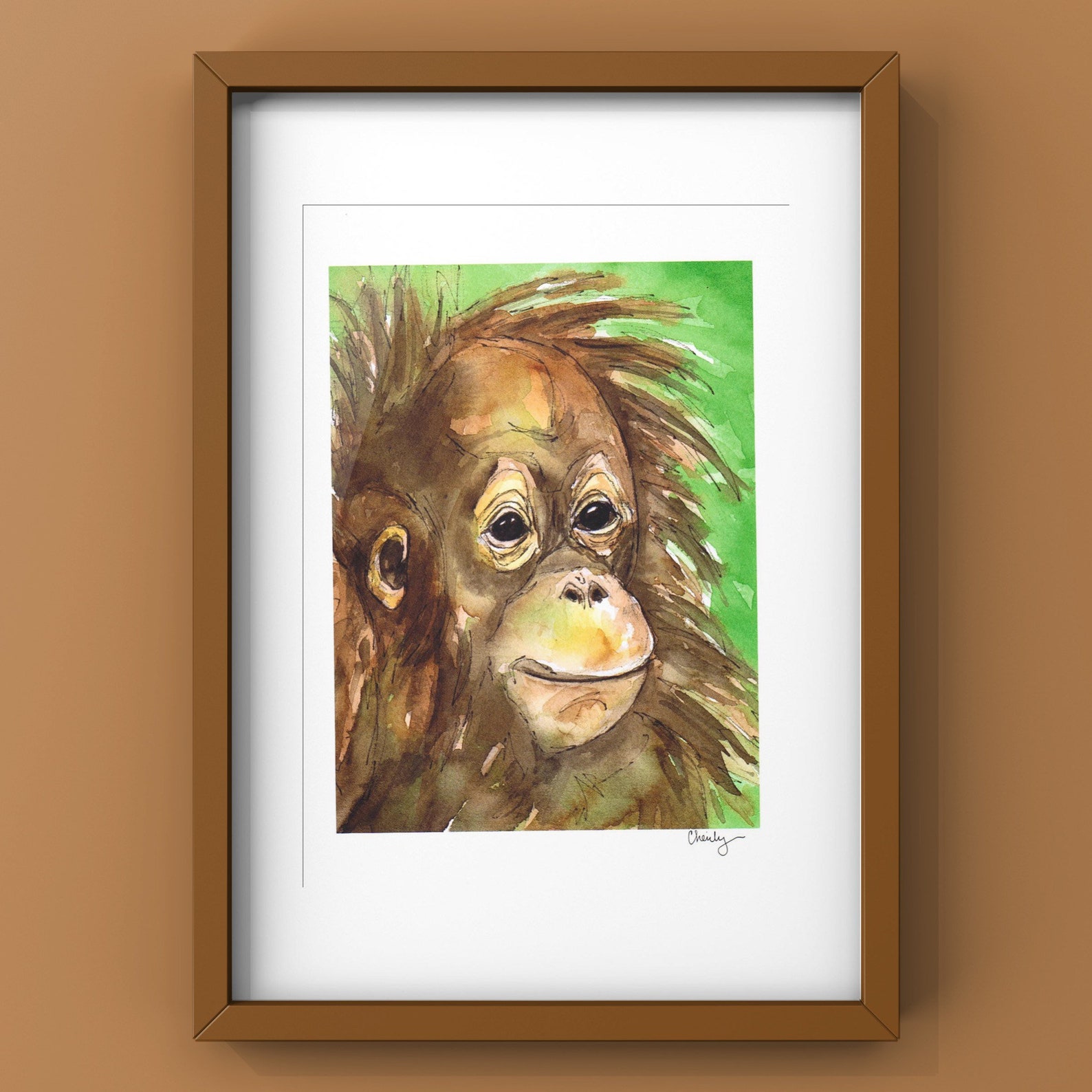 Baby Orangutan Print From a Watercolor Painting 8x10 - Etsy