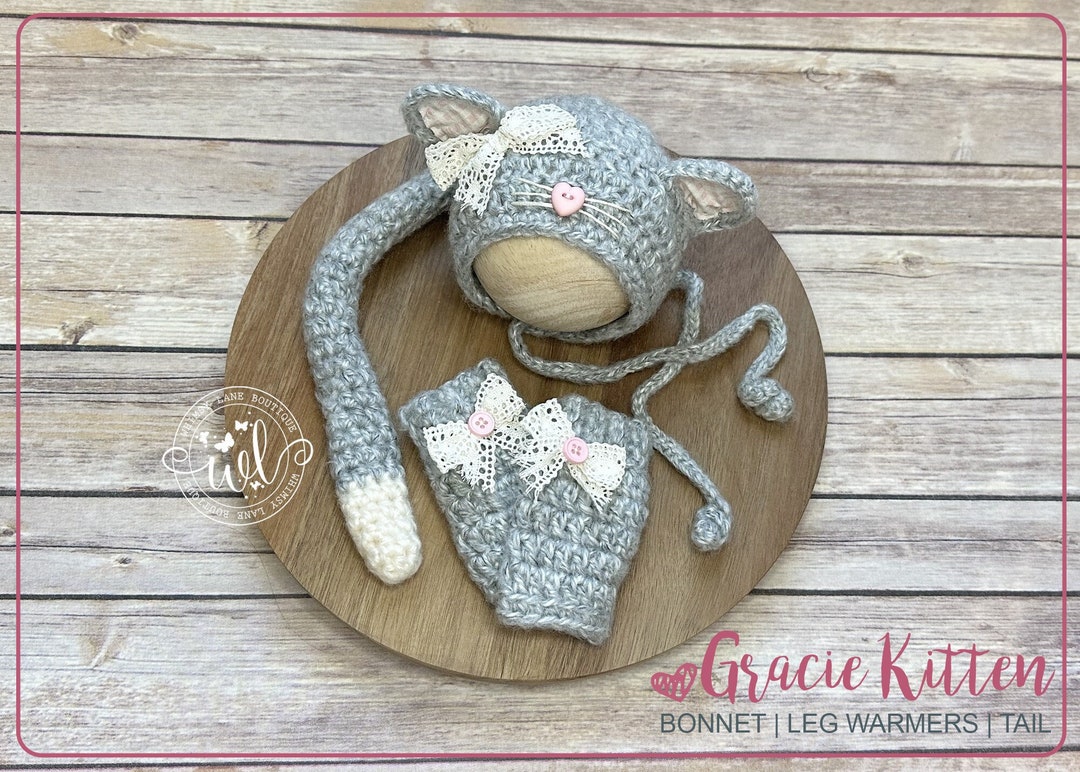 Newborn Kitten Bonnet | Baby Cat Outfit | Kitty Halloween Costume ...