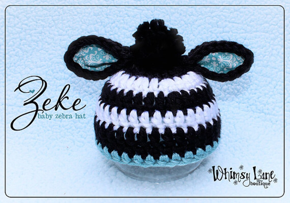 Baby Zebra Hat Photo Prop Black White & Blue Newborn | Etsy