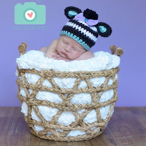 Baby Zebra Hat Photo Prop Black White & Blue Newborn | Etsy