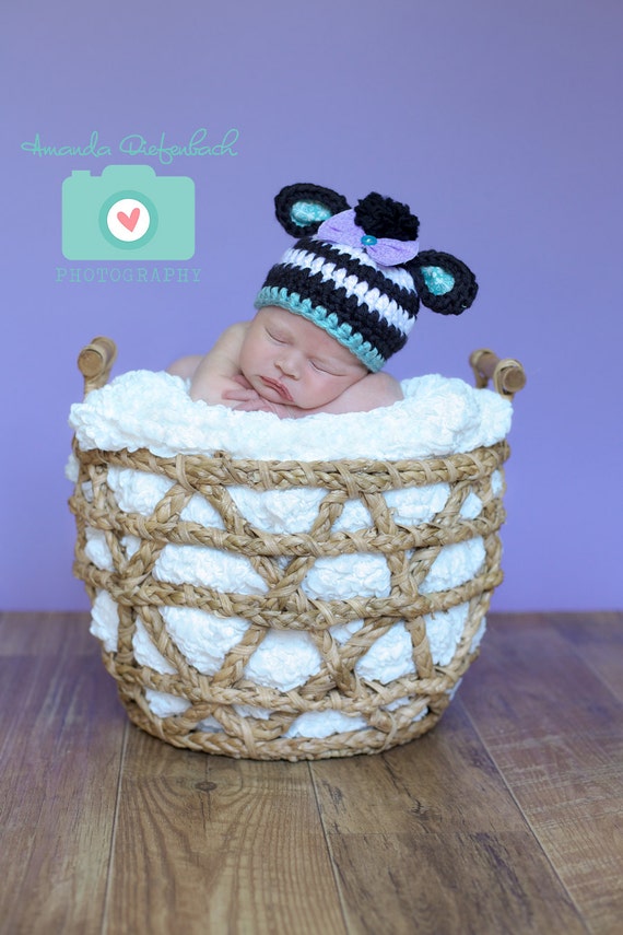 Baby Zebra Hat Photo Prop Black White & Blue Newborn | Etsy