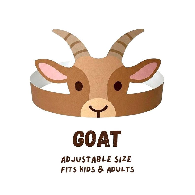 Printable Goat Paper Crown, Farm Animal Hat, Adjustable Party Favor ...