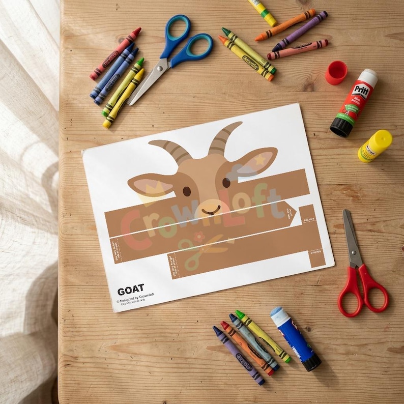 Printable Goat Paper Crown, Farm Animal Hat, Adjustable Party Favor ...