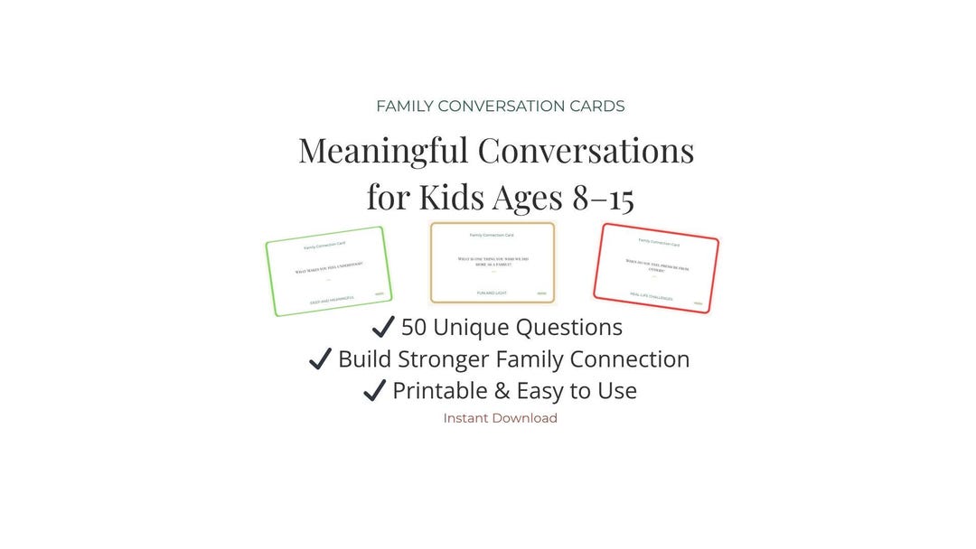 Family Conversation Cards for Kids Ages 8-15 (instant Download) - Etsy