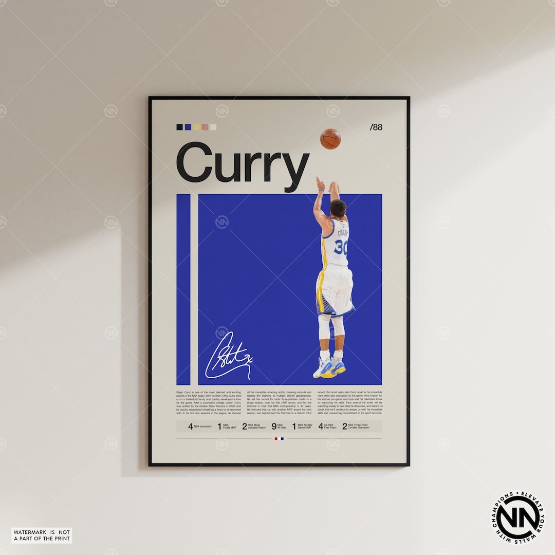 Steph Curry Poster, Golden State Warriors, NBA Poster, Sports Poster ...