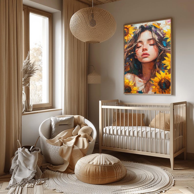 Sunflower Girl Portrait Oil Painting | Vibrant Impressionist Floral ...