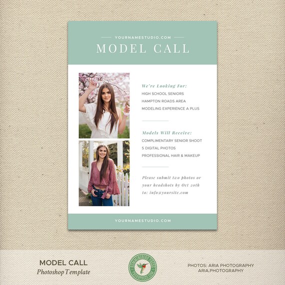 Photographer Model Call Template Model Call Photoshop | Etsy