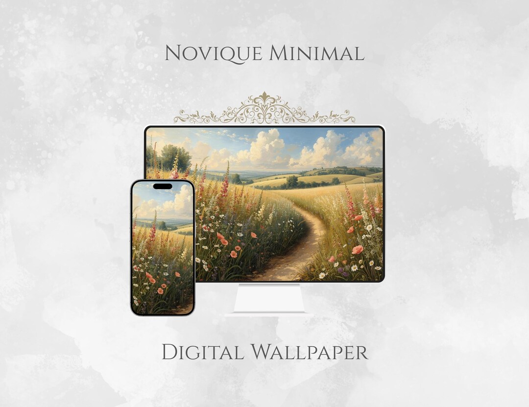 Wildflower Meadow Path Desktop Wallpaper | Painterly Spring Landscape ...