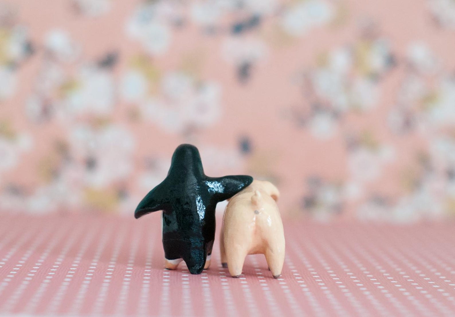 Pig and Penguin Clay Figurines: Best Friends Animal Collection - Etsy