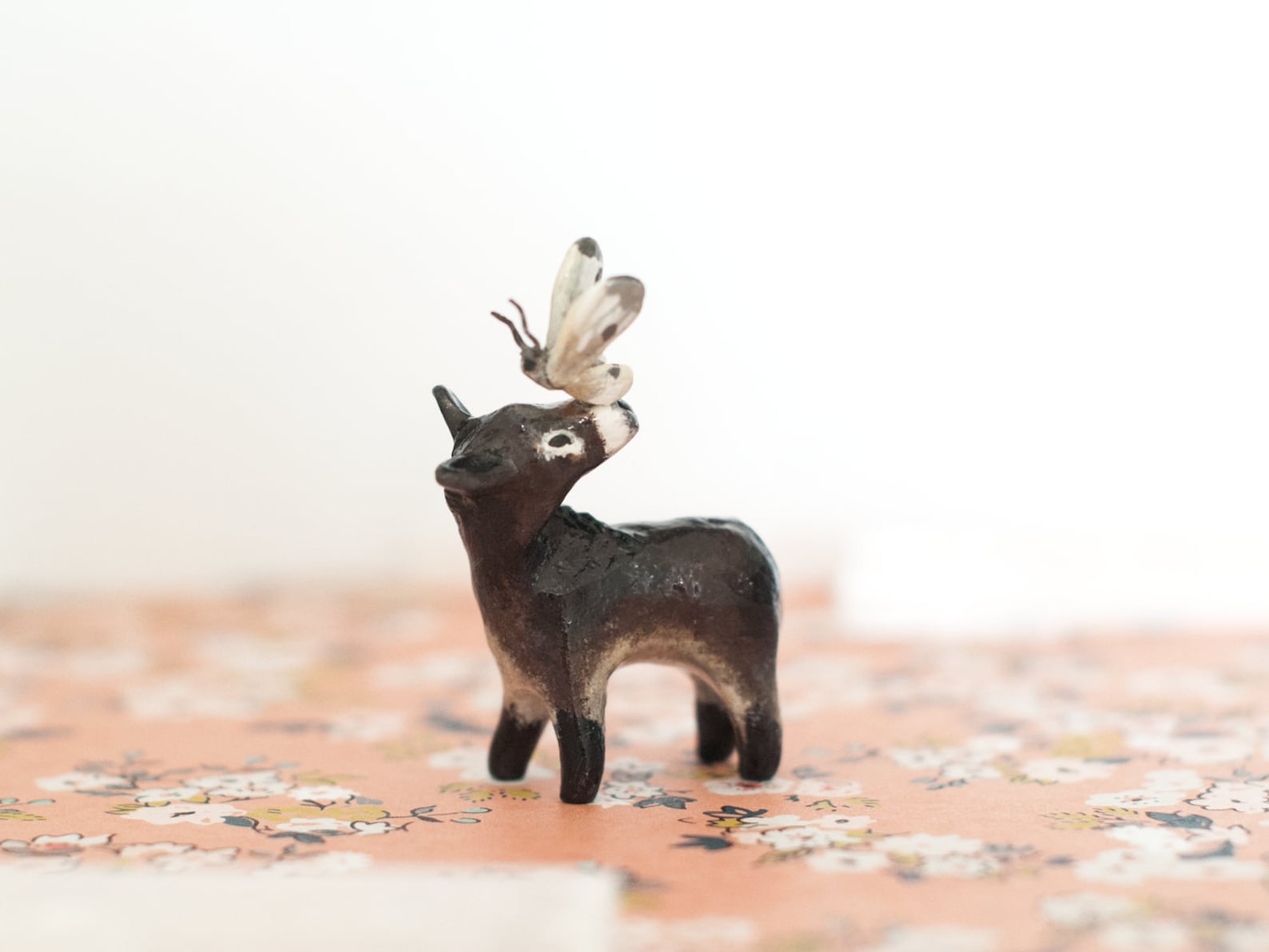 Clay Mule & Cabbage Moth Figurines: Acrylic Painted Animal Collection ...