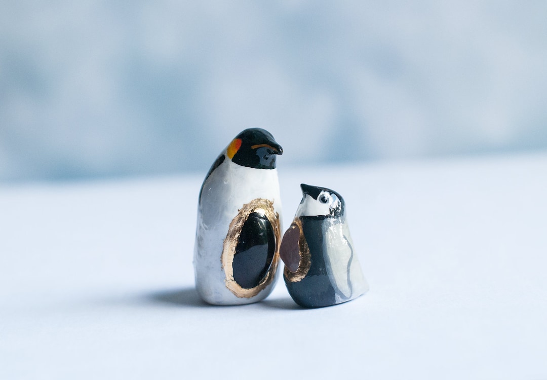 Custom Emperor Penguin Talisman: Mother and Baby Figurines, Choose Your ...