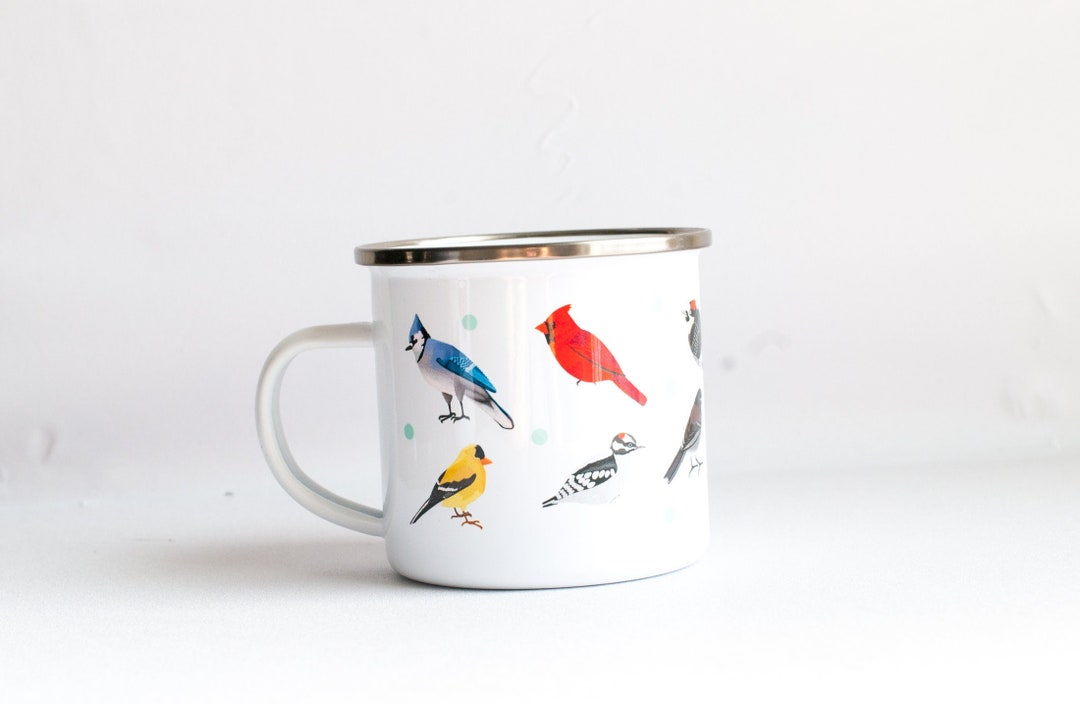 Songbird ENAMEL Coffee Mug | Assorted Song Birds Coffee Mug | 10oz ...