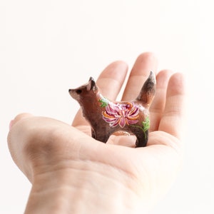 CUSTOM Parent and Baby Red Fox Talisman | Choose Your Birth Flowers ...