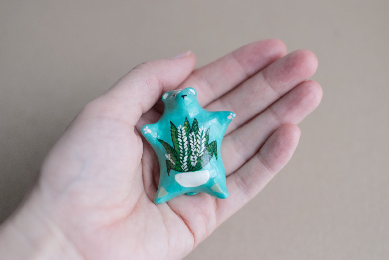 Plant Healing Bear Figurine | Lucky Crystal, Plant Lover Gift - Etsy