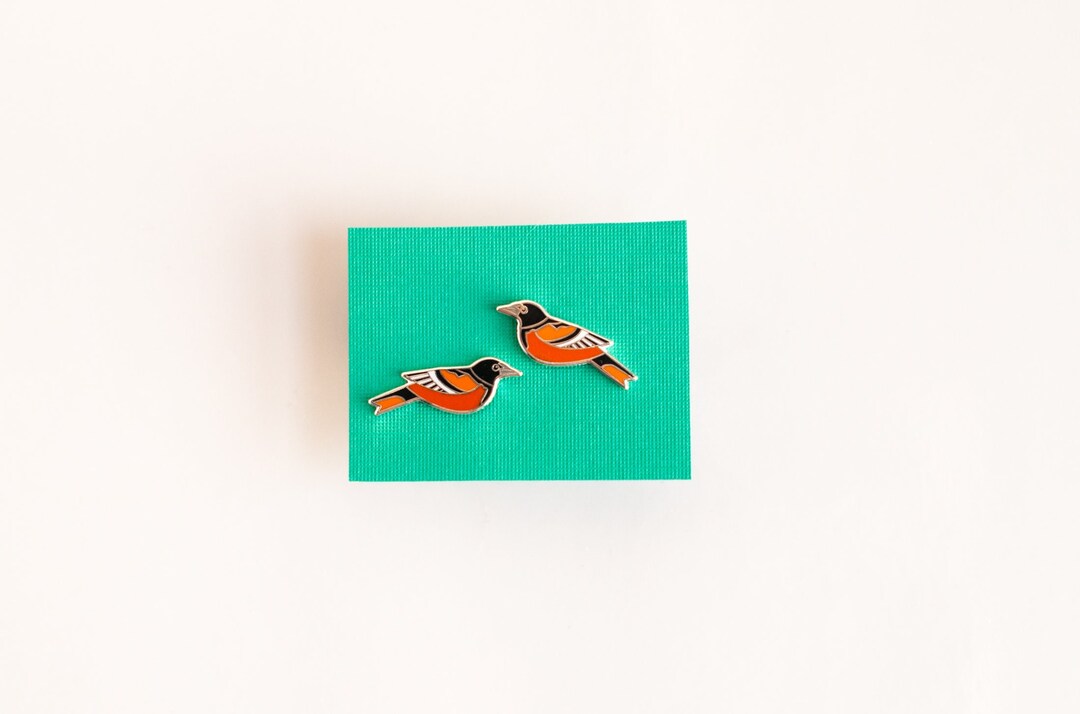 Baltimore Oriole Earrings | Enamel Jewelry | Stud Earrings | Song Bird ...